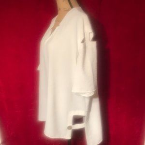 Michael Tyler | Tops | Brand New Tunicblouse White Short Sleeves | Poshmark